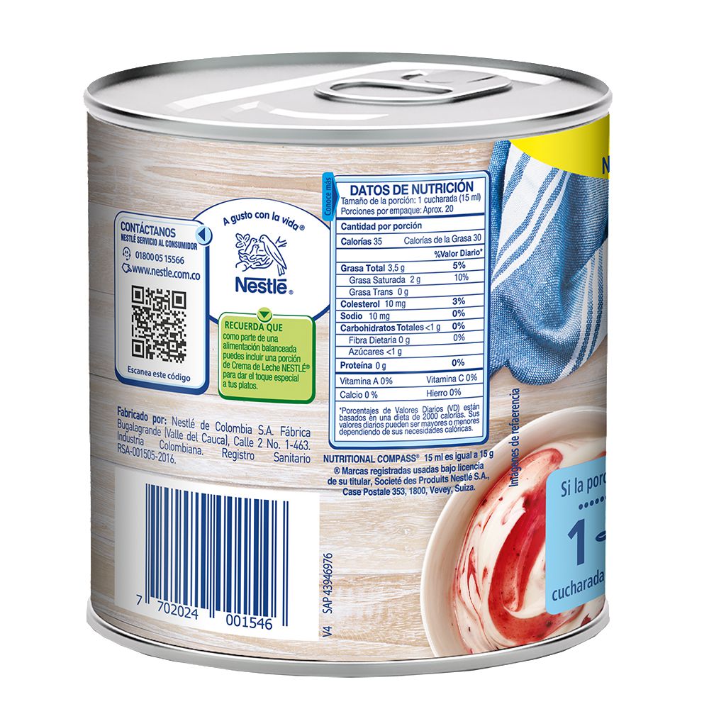 Crema de leche nestle lata 295 gr - exito.com
