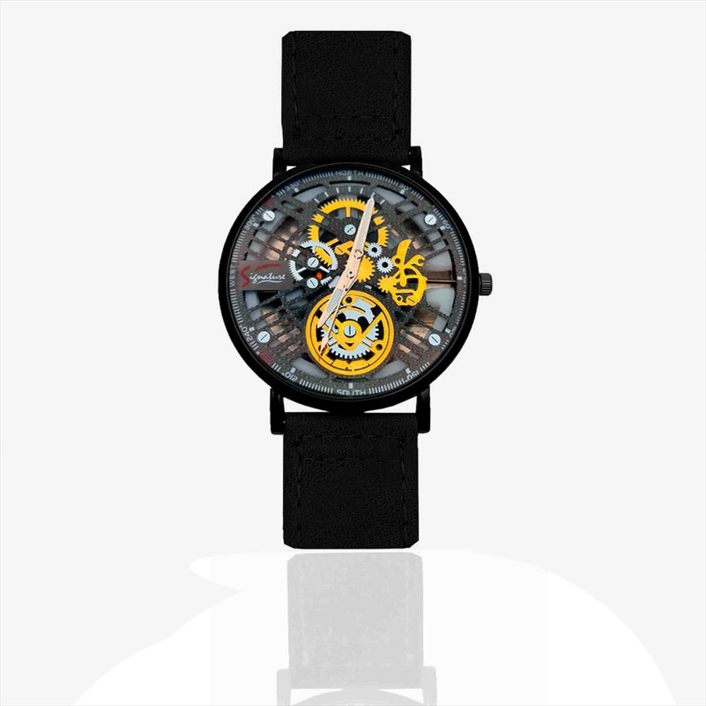 Reloj Corazon Abierto Triple Engranaje Negro