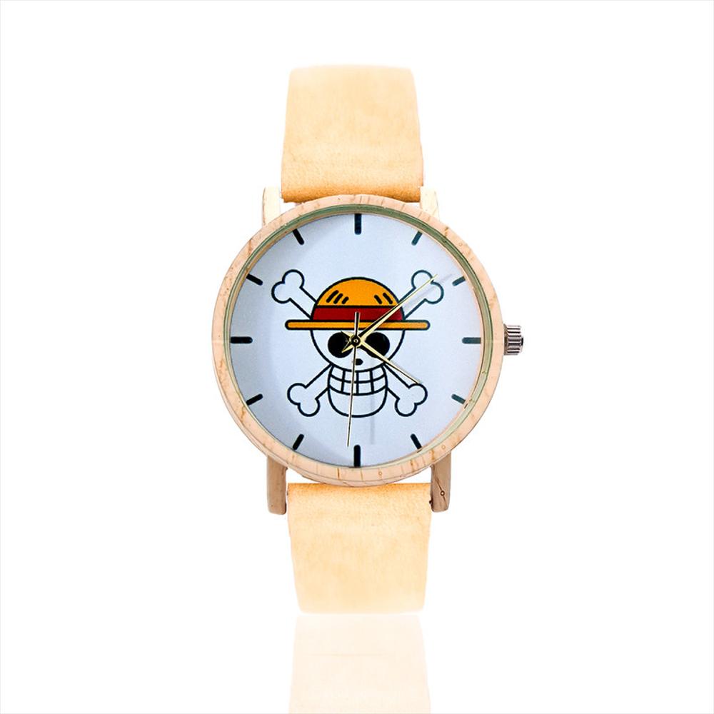 Reloj One Piece Estilo Madera Cafe Claro img #1