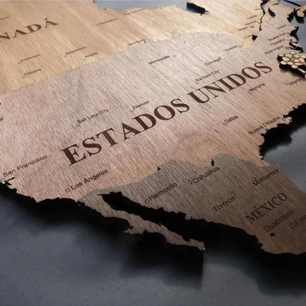 Mapa En Madera Mapamundi 3D 120 Cm X 70 Cm img #4