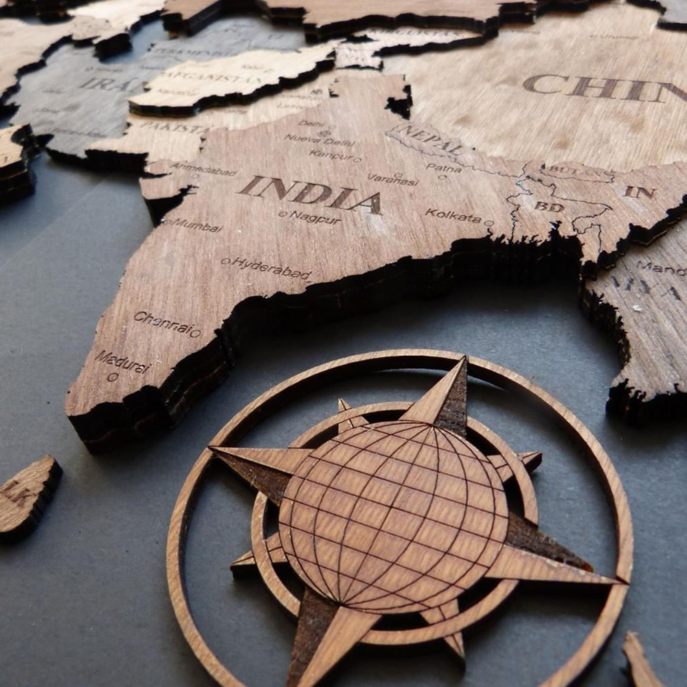 Mapa En Madera Mapamundi 3D 120 Cm X 70 Cm img #5