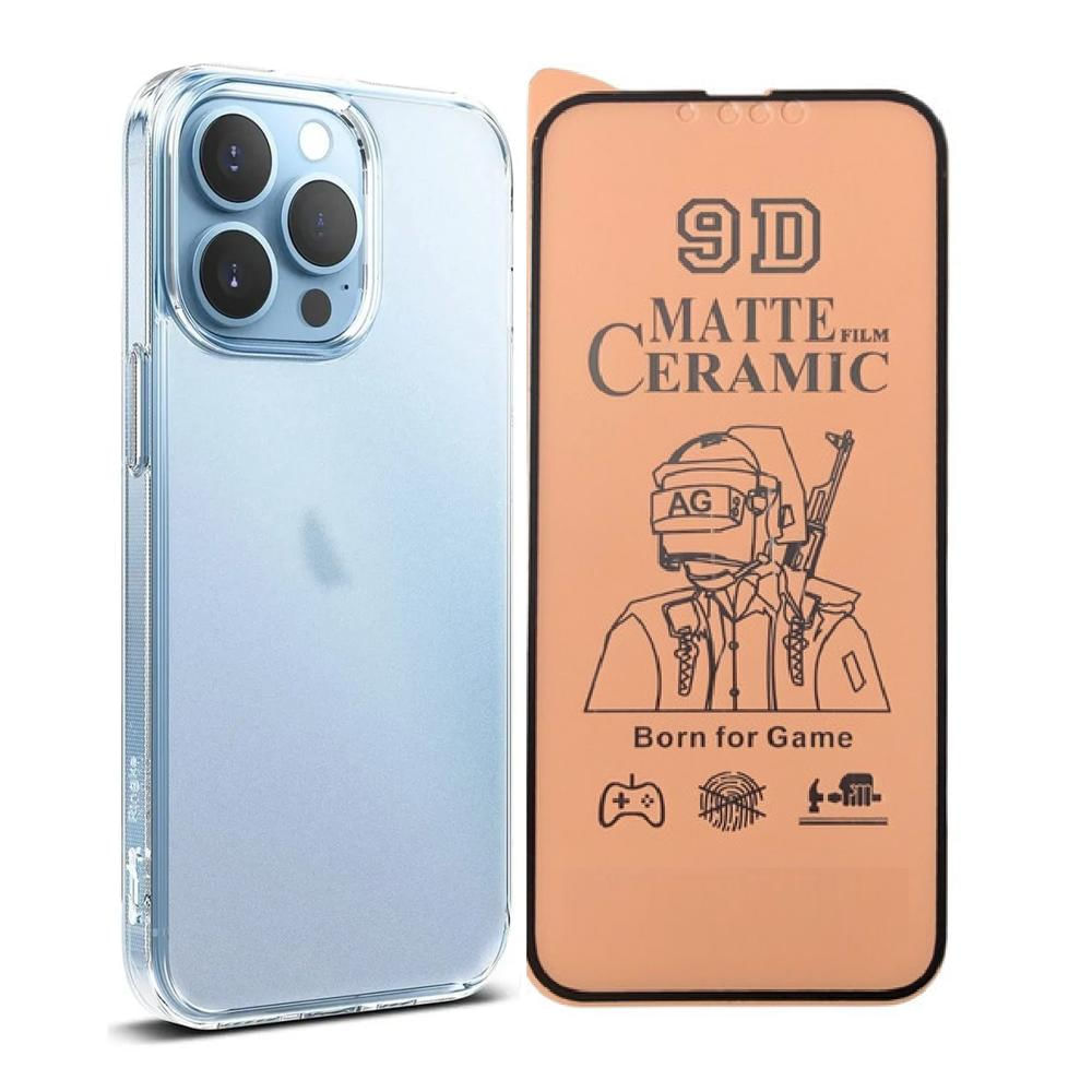 Forro Goma Transparente Para Iphone 14 Pro Max 6.7 + Ceramico Matte img #1