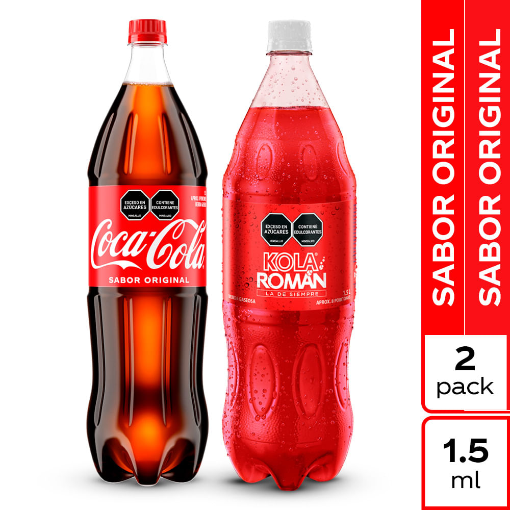 Gaseosa Coca-Cola Sabor Original 1.5L + Kola Román 1.5L img #1