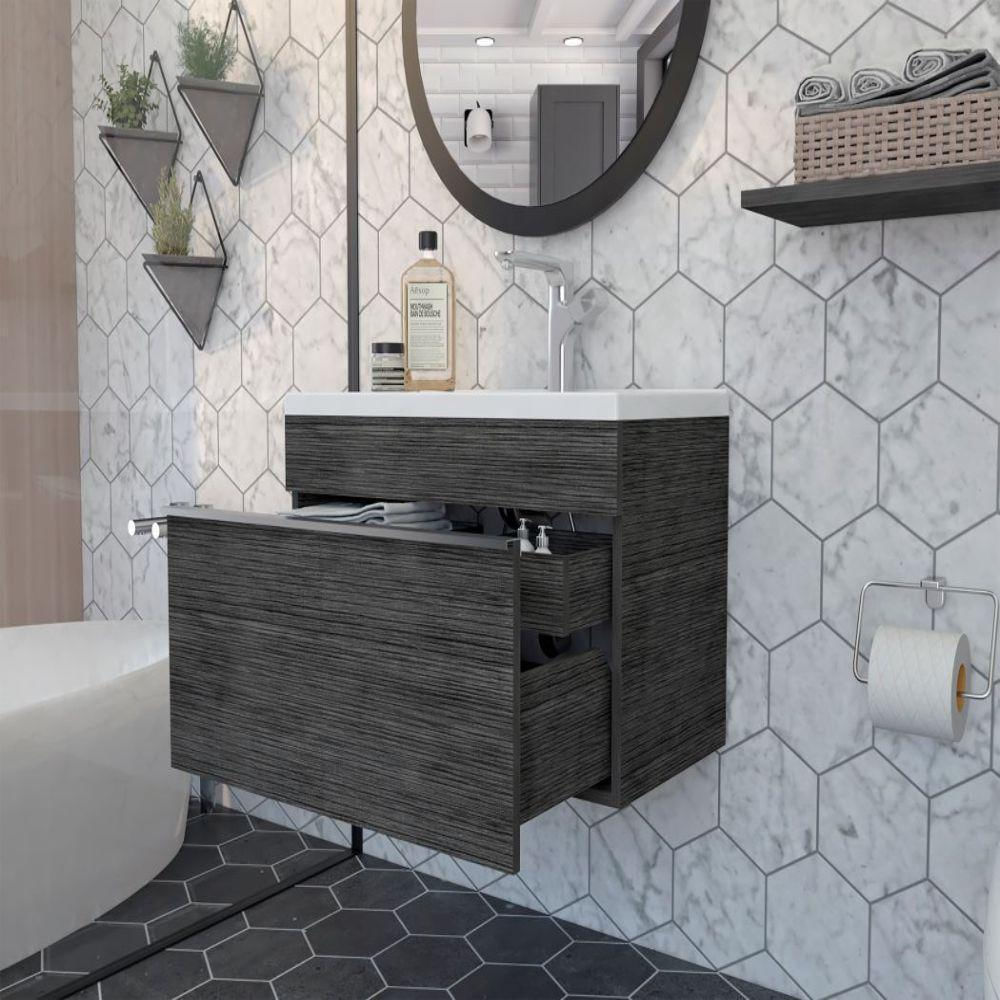 Mueble Lavamanos Celey, Gris, Con Amplio Cajón Para Guardar Objetos De ...