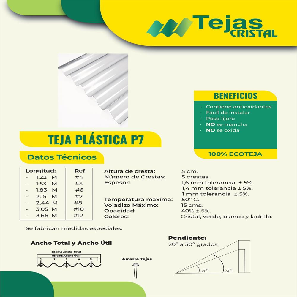 Teja Tipo Eternit Plastica Verde Etiq R. #8 De 244*90Cm img #2