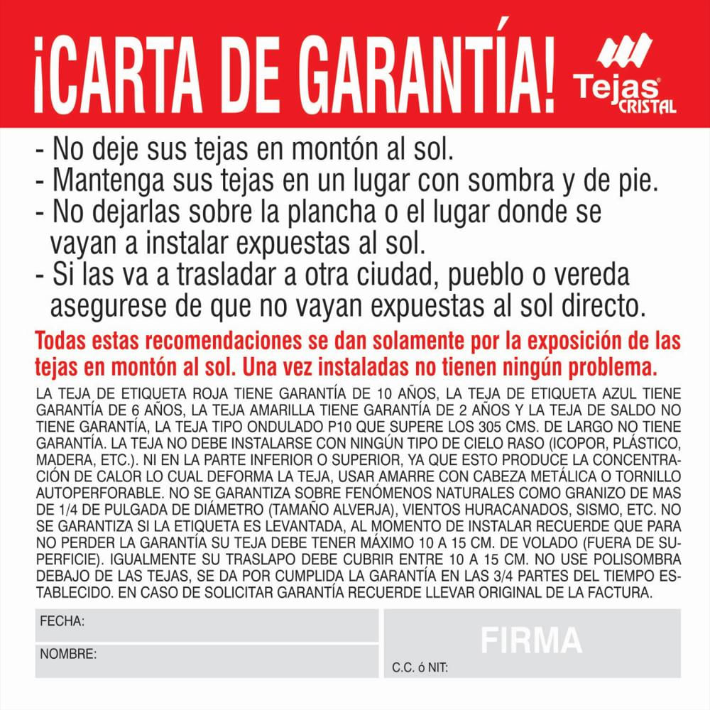 Teja Tipo P7 Eternit Plastica Ladrillo Etiq A. #6 De 183*90Cm img #1