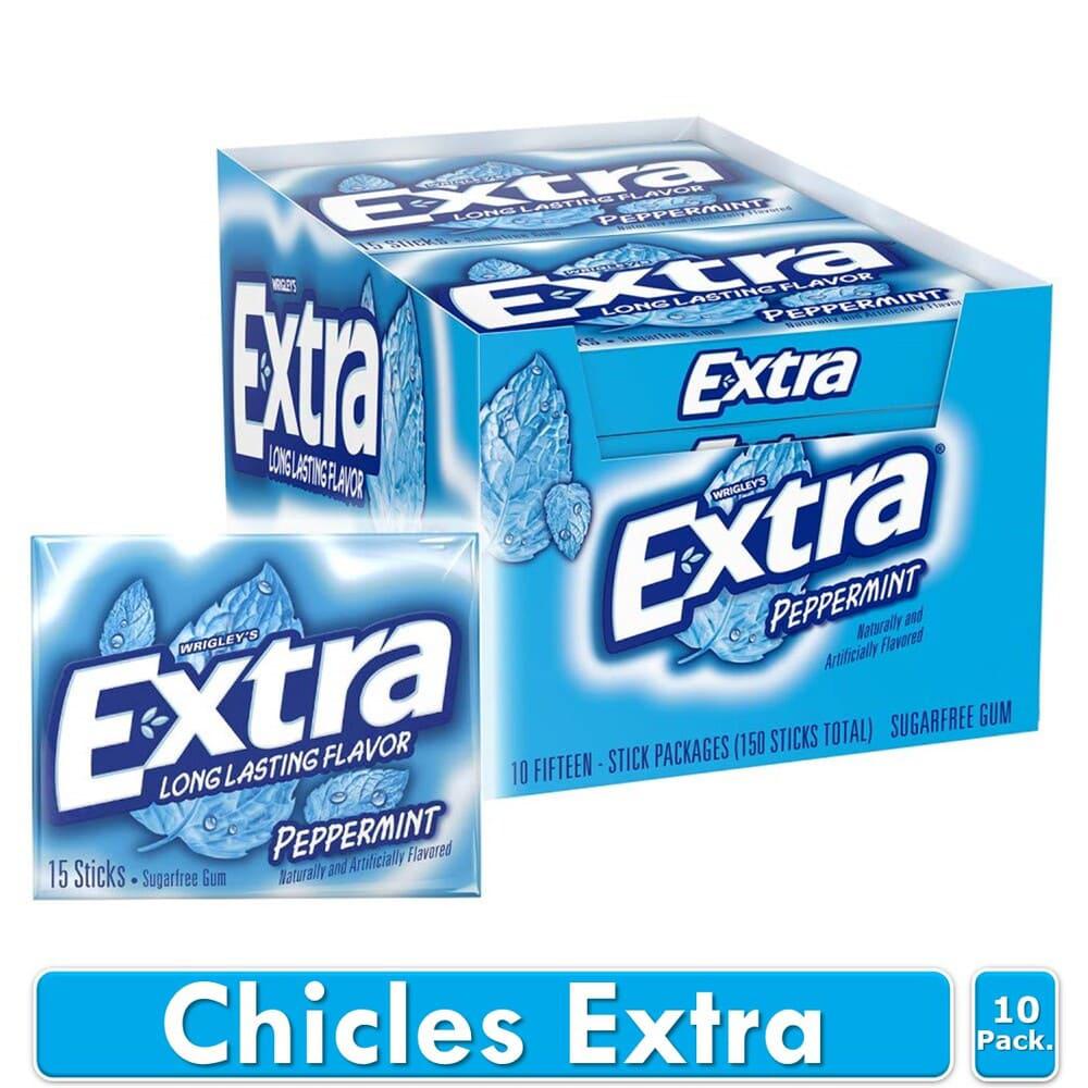 Chicles Goma De Mascar Sin Azúcar Extra Menta Verde X10 Pack img #1