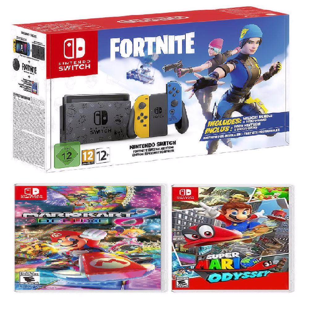 Consola Switch Edicion Fornite + Mario Kart 8+Odyssey